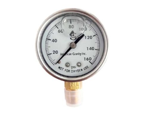 MANÓMETRO 0-160 PSI GLICERINA BRONCE 1/4” MNT - Sanitron Ecuador